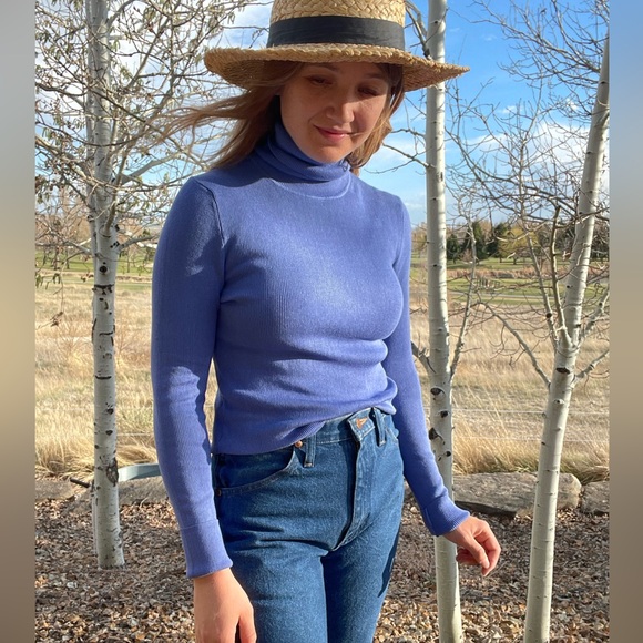 Zara | Sweaters | Zara Ribbed Knit Periwinkle Turtleneck | Poshmark